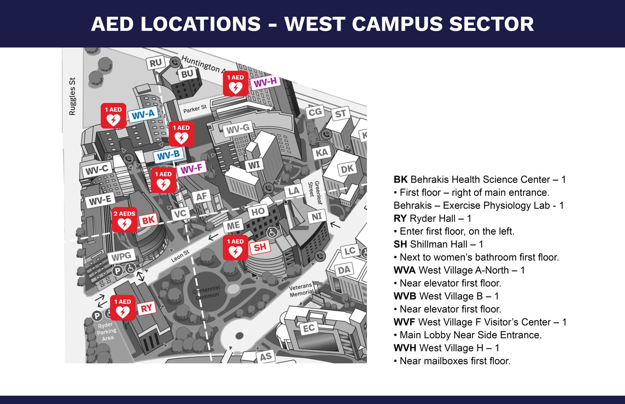 AED Locations - Northeastern University's Police Department